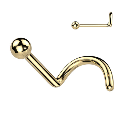 Ball Gold Titanium Nostril Screw | Tulsa Body Jewelry