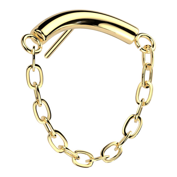 Chain Linked Curve Threadless Titanium End | Tulsa Body Jewelry