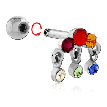 Rainbow Dangle Cartilage Barbell | Tulsa Body Jewelry
