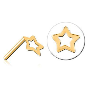 Star Outline Gold Threadless End | Tulsa Body Jewelry