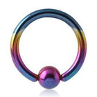 16g Rainbow Titanium Captive Bead Rings | Tulsa Body Jewelry