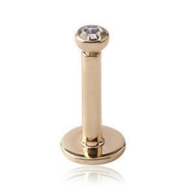 16g Bezel-set CZ Yellow 14k Gold Labret | Tulsa Body Jewelry